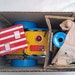 Nos Rare Vintage Tin Toy Steam Roller With Trailer Battery Operated ...
