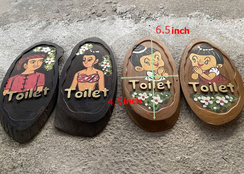 Hand-made Teak Wood Toilet Sign Wooden Sign - Etsy