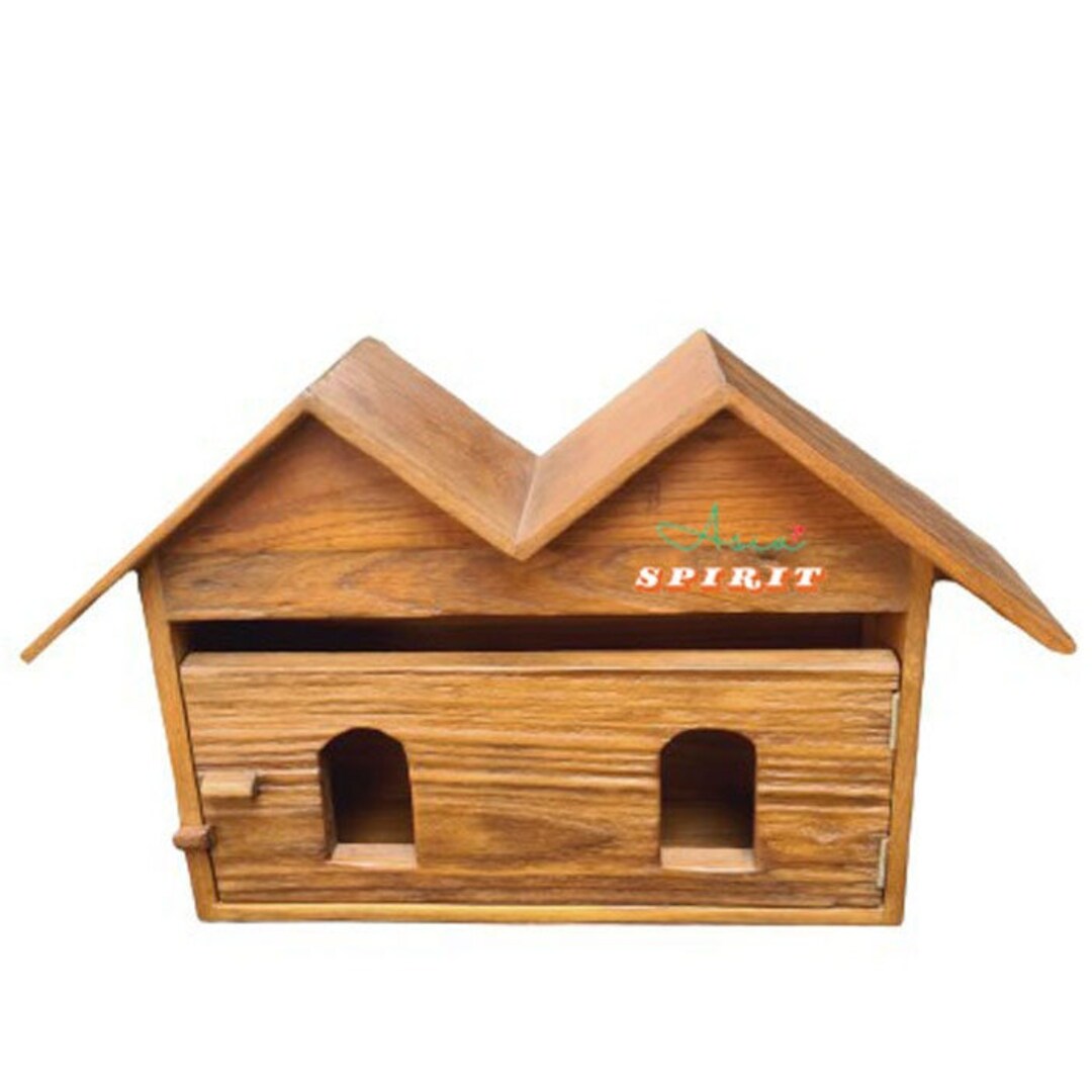 Handmade Thai Teak Wood Barn House Mailbox: Rustic Wooden Post - Etsy