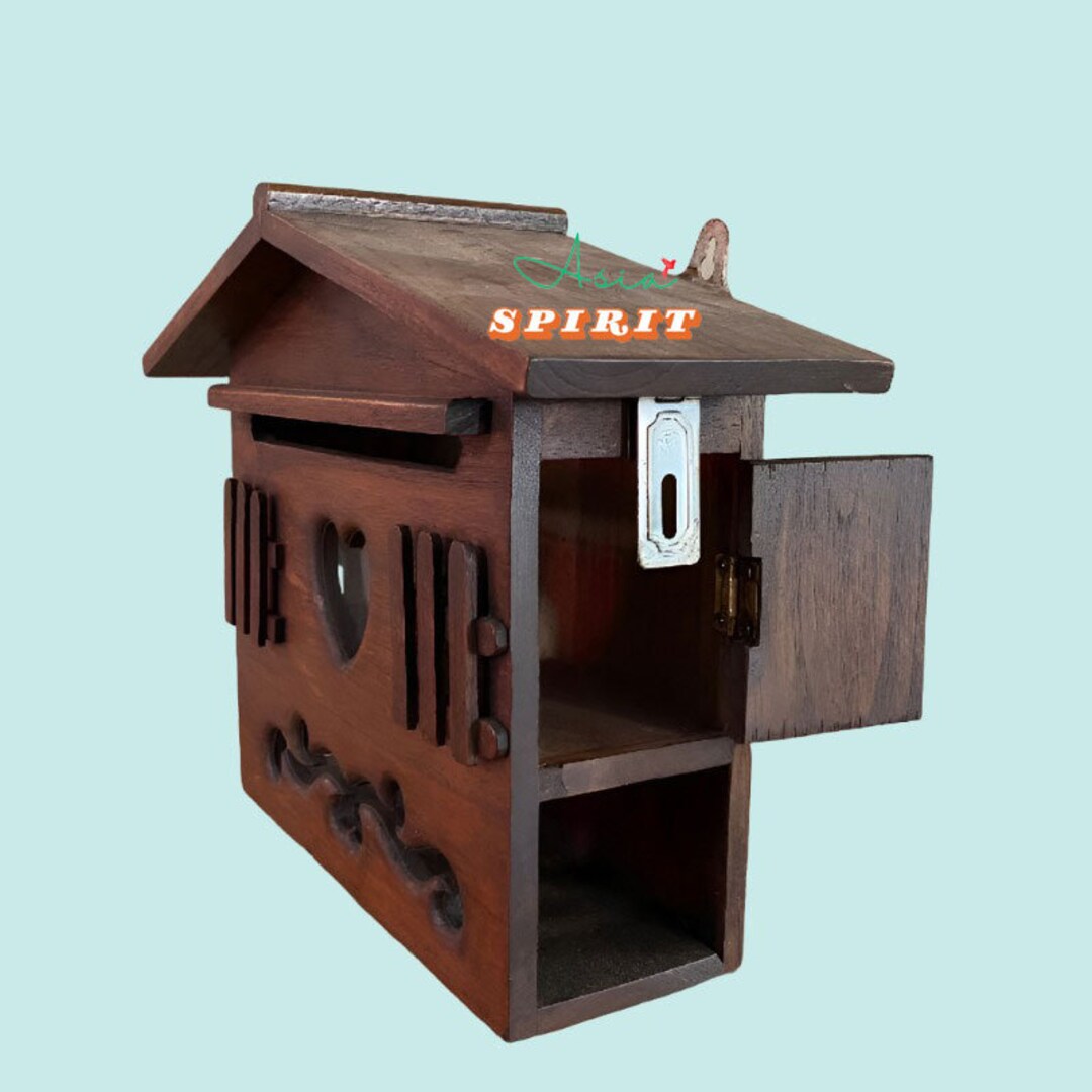 Hand Carved Teak Wood Mailbox: Thai Barn House Style - Etsy