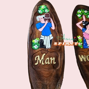 Handcrafted Teak Wood Toilet Sign 5x14 Carved With Traditional Thai ...