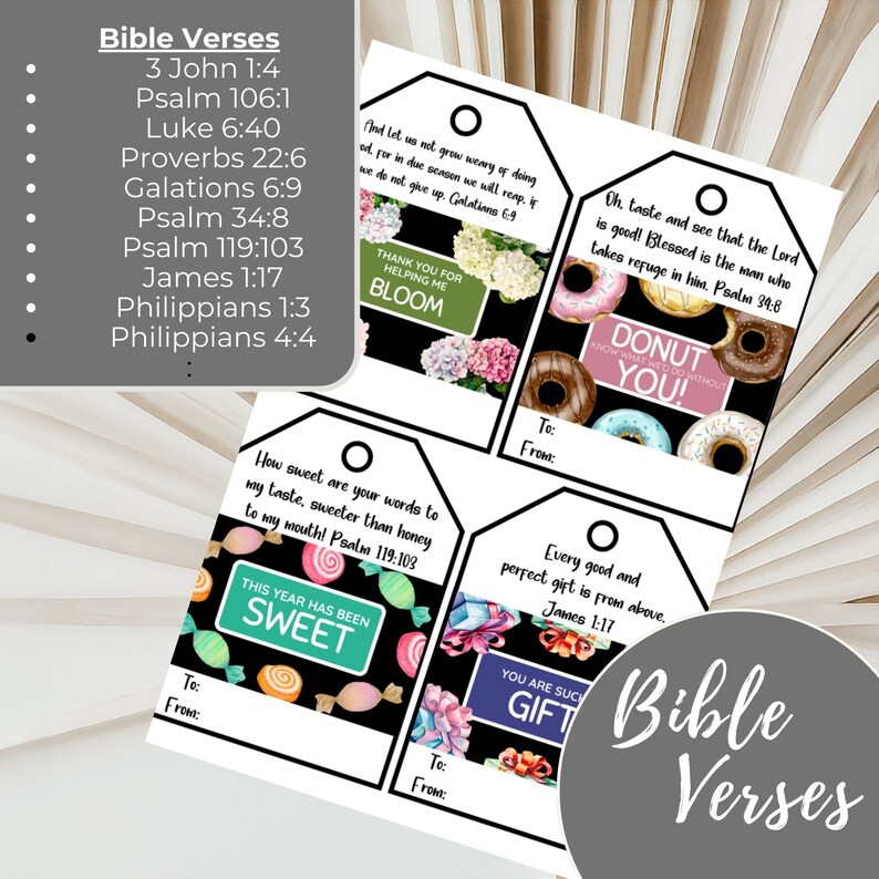 Teacher Gift Tag Printables With Bible Verse Scripture Digital Download ...