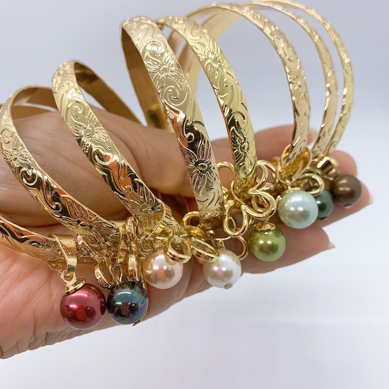 Gold Charm Bangle - Etsy
