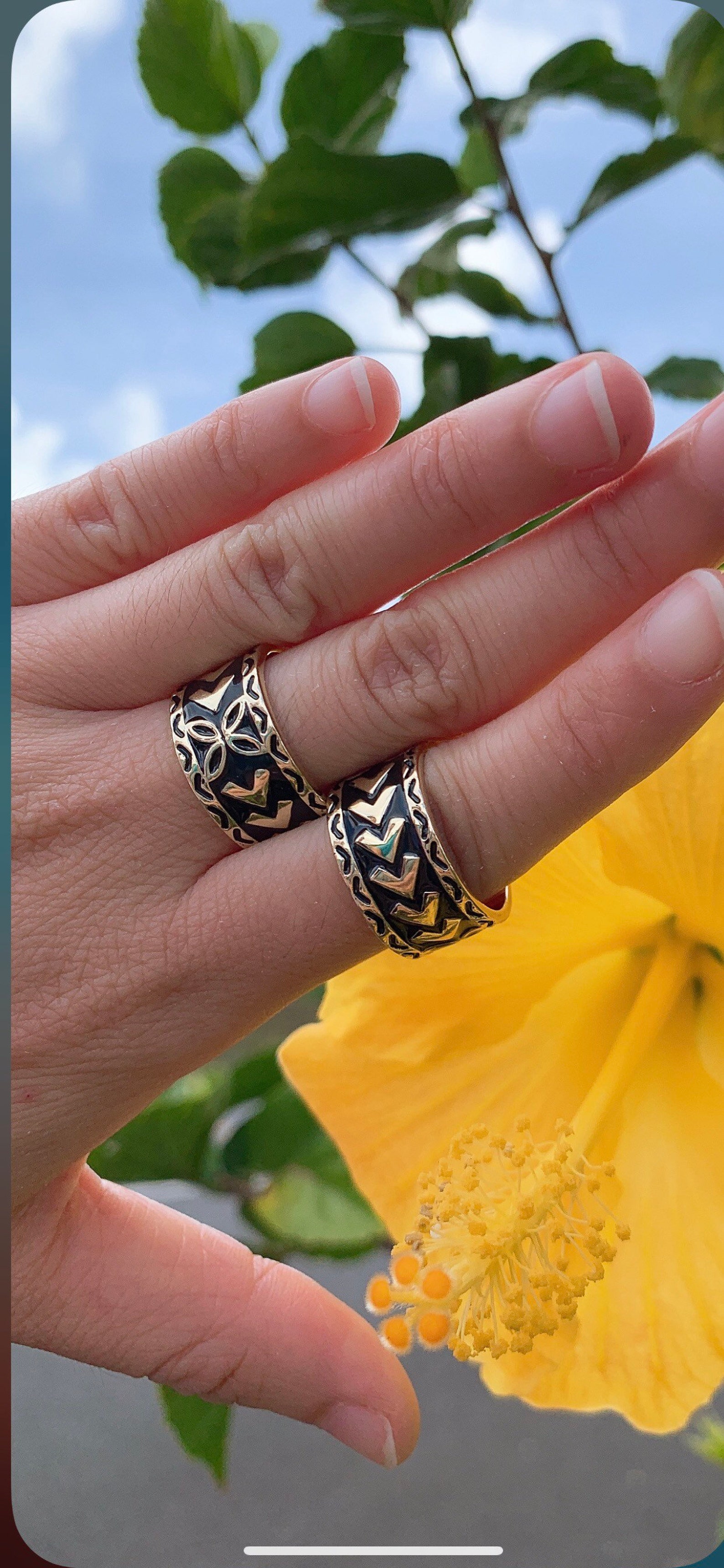 12MM Black Enamel Polynesian Ring - Etsy