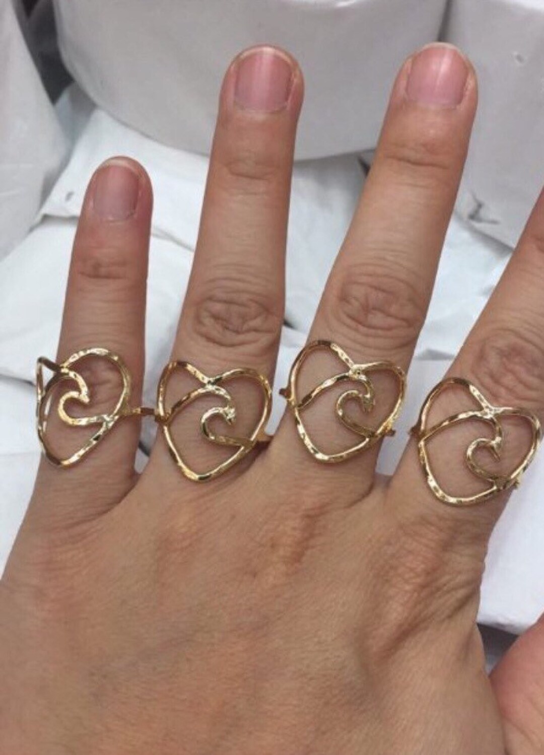 Hawaiian Hamilton Gold Heart Wave Ring - Etsy