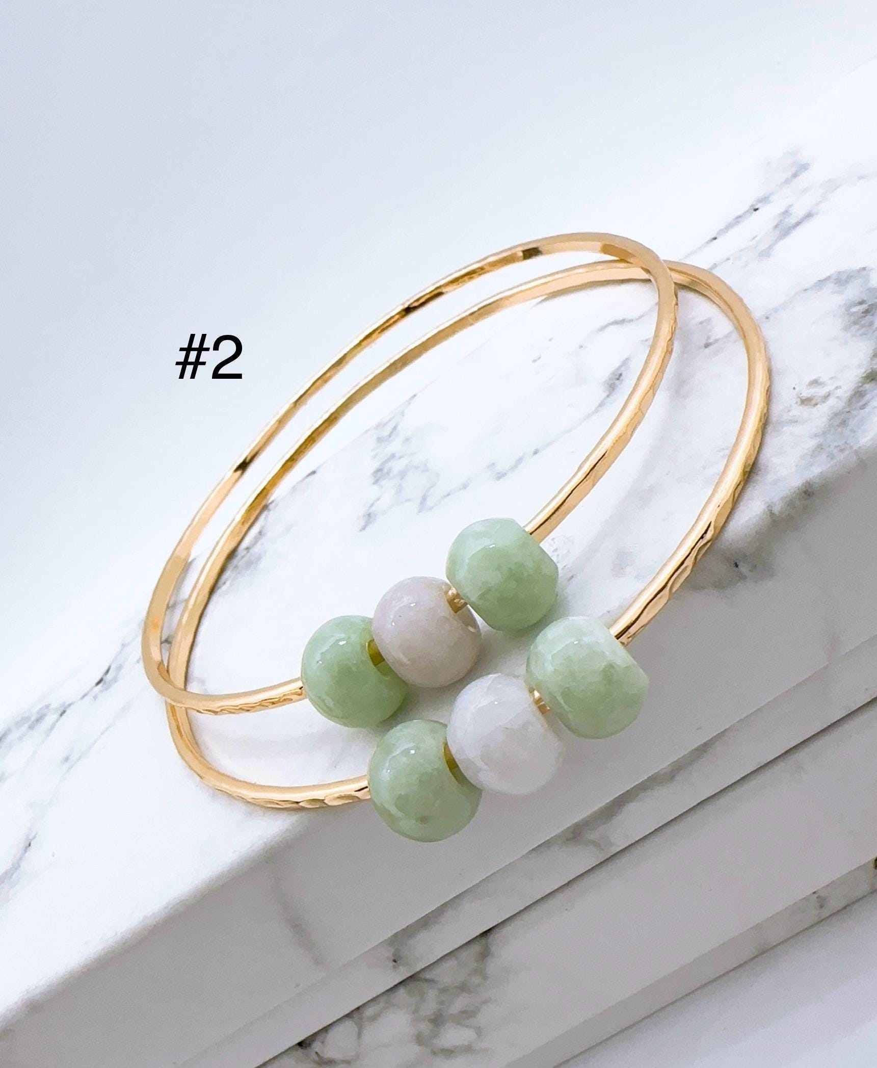 Straight Hamilton Bangle With 3 Jade Beads Price for 1 Bangle - Etsy