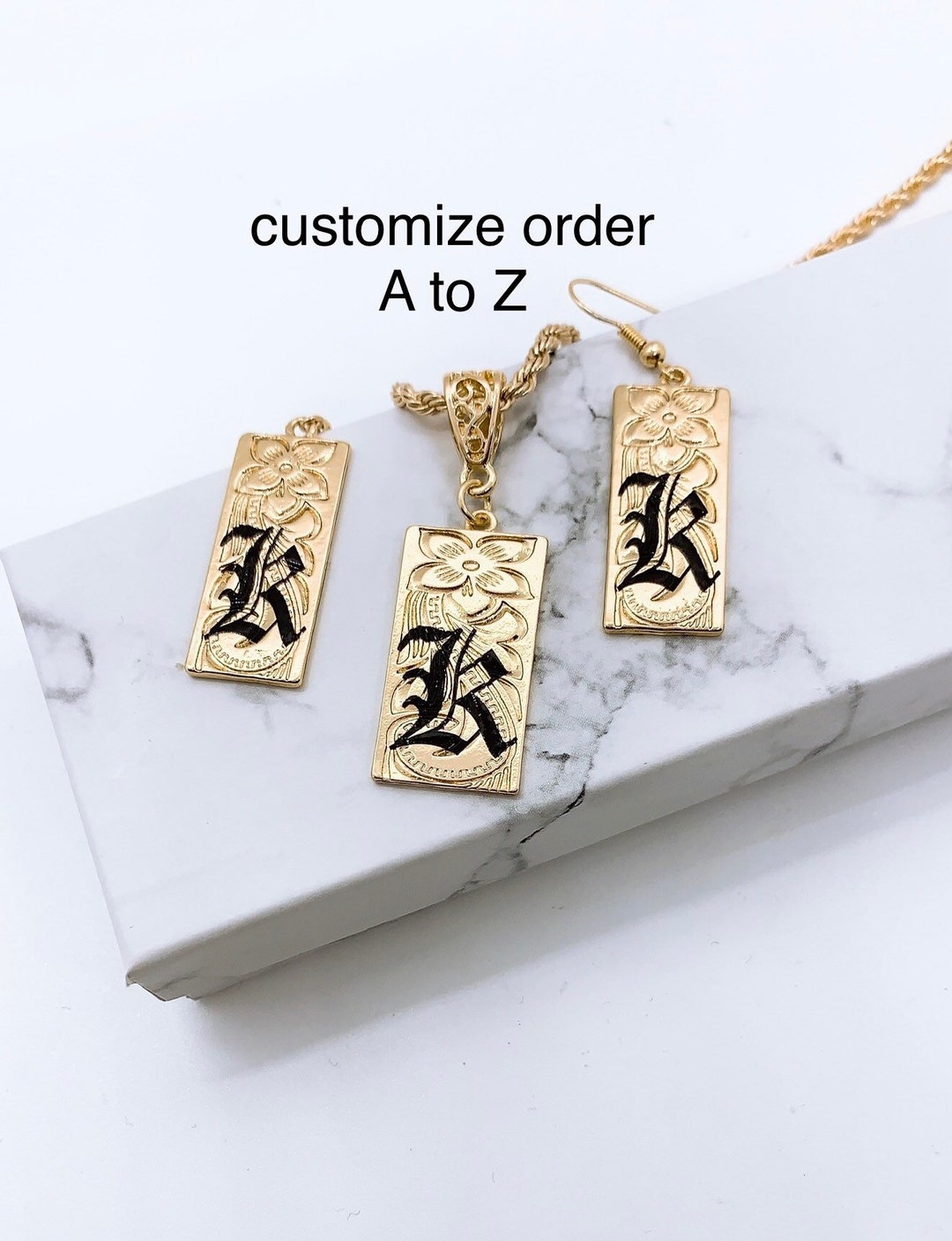 13-15mm Hawaiian Jewelry Background Personalized Customize Initial ...