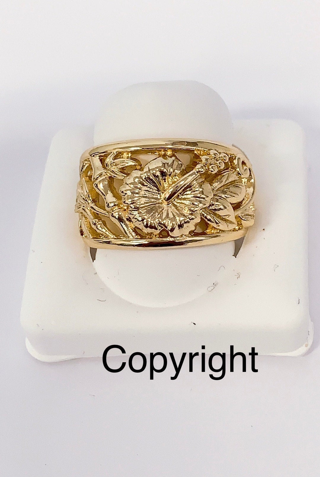 Hawaiian Hamilton Gold Bamboo Hibiscus Flower Ring - Etsy