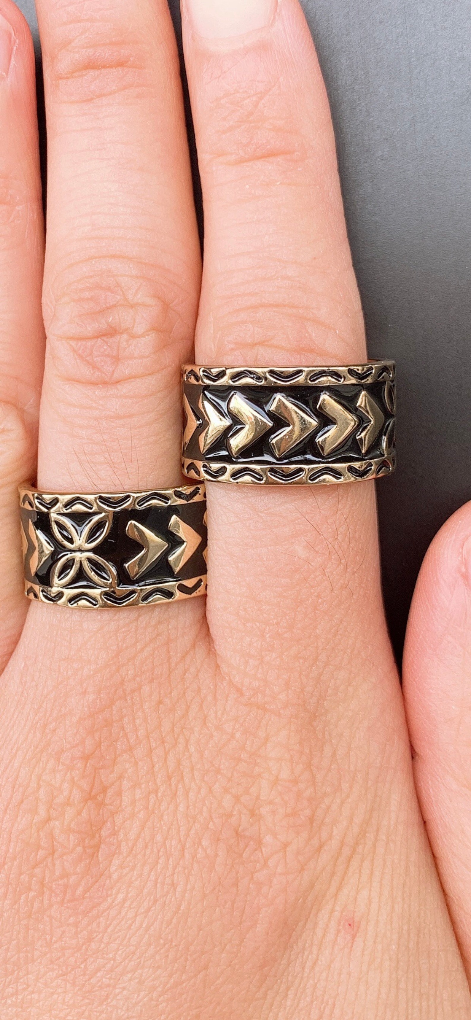 12MM Black Enamel Polynesian Ring - Etsy