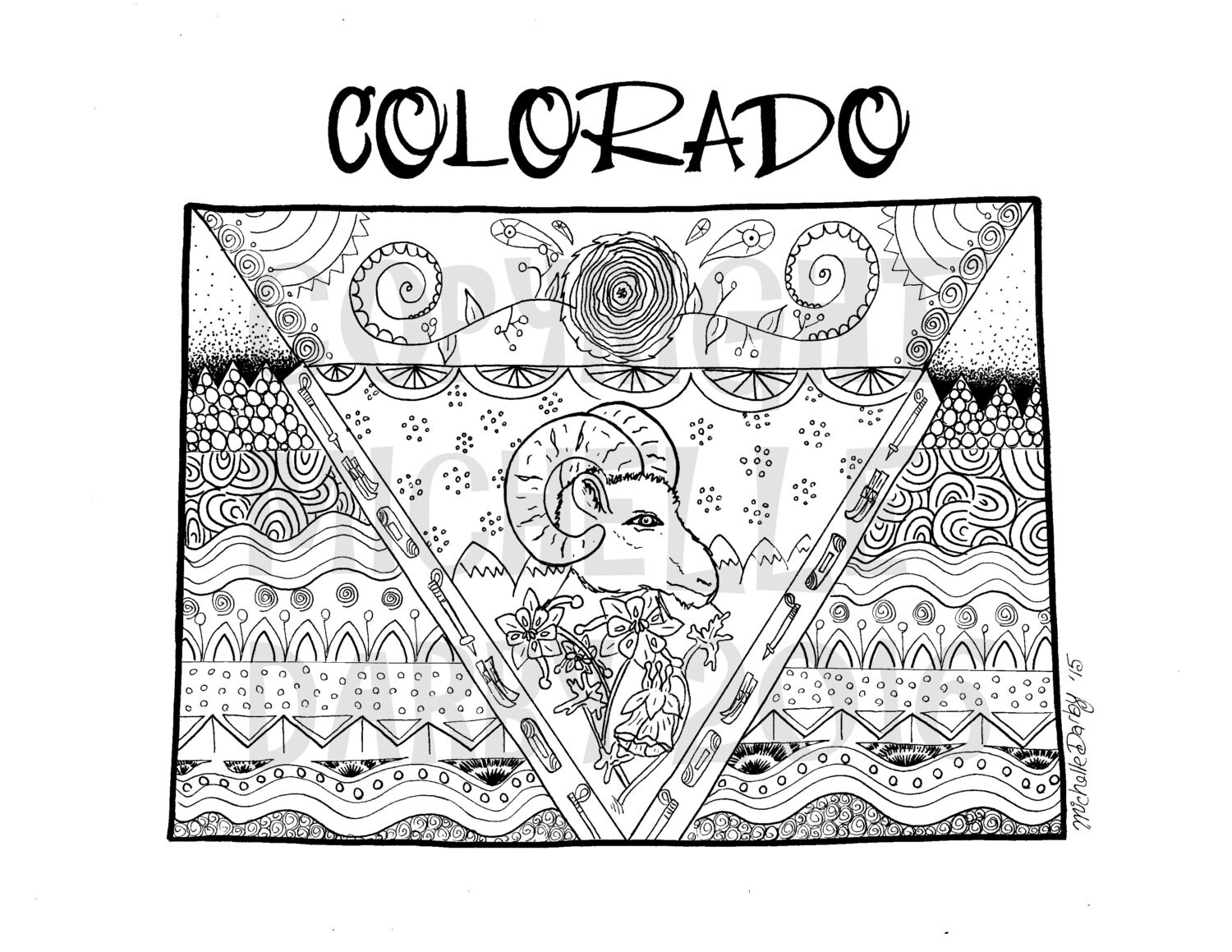 Colorado State Colouring Page | Etsy