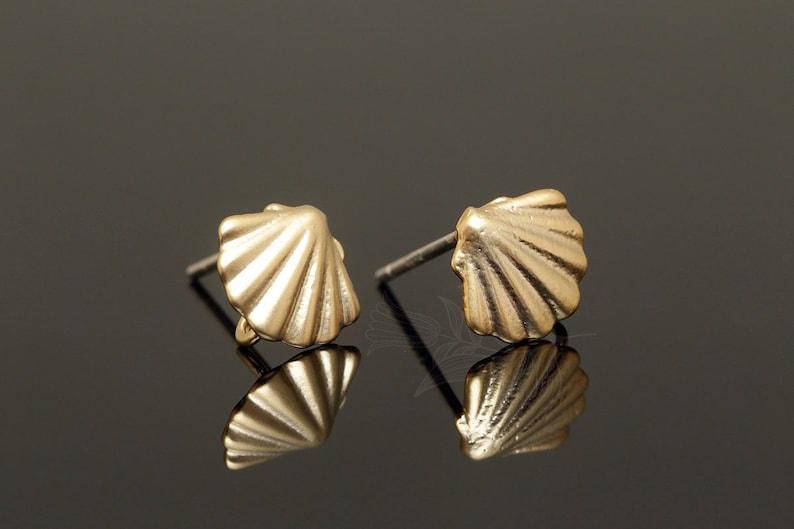 M1778-10 Pairs-matt Gold Plated-scallop Shell Stud Earrings - Etsy