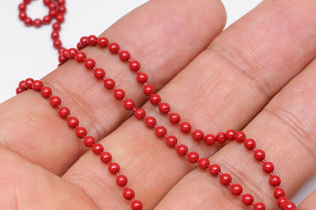 A557-1m/20m/200m- 2.3mm Ball Coating Chain/red Color- Necklace Making ...