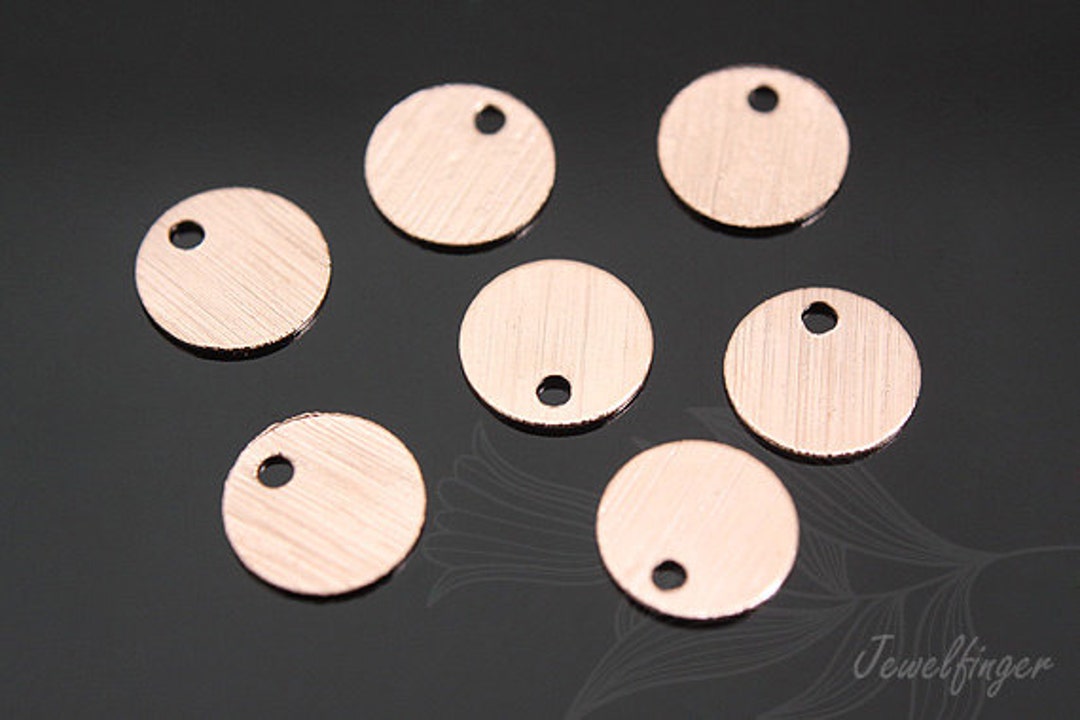 S580-5PCS/50PCS, Pink Gold Plated 6mm Coin Charms, Stamping Blanks Coin ...