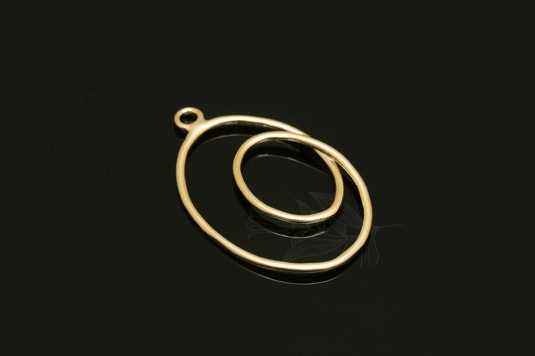 M1841-2ea/20ea, Matt Gold Plated Wire Circles Pendant, Line Circles Pendant, Jewelry Making ...