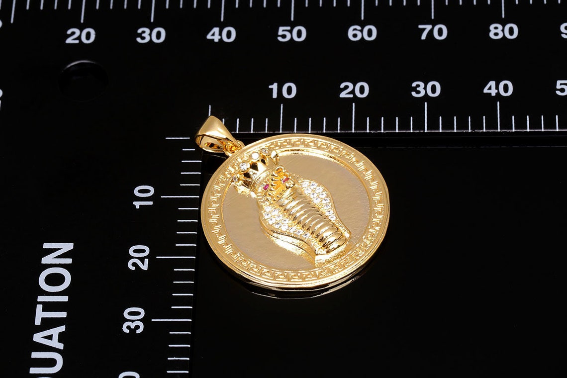 Bc293-10pcs-gold Plated-26mm Cubic Coin Pendant-cubic Cobra - Etsy