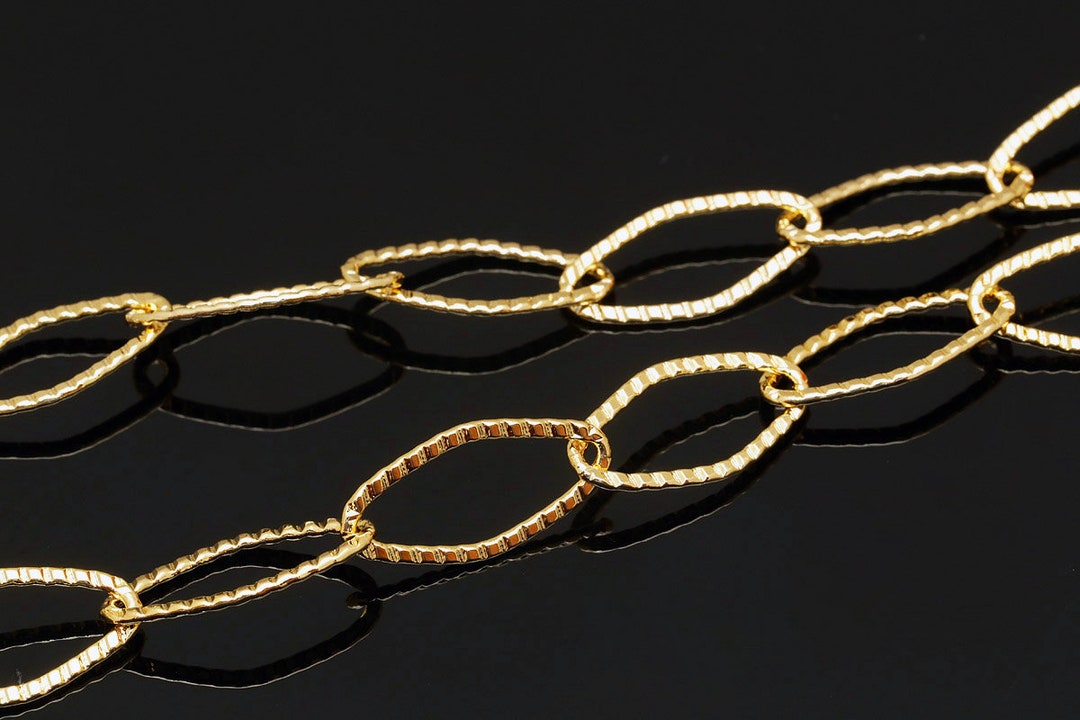 A407-1m/5m/50m-gold Plated -210DSW / 18*9mm Textured Rhombus Link Chain ...