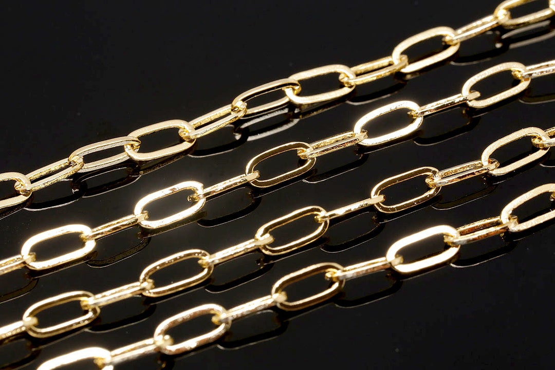 A002-1m/20m/200m, 16K Real Gold Plated E-coat L-250 Ellipse Chain, 2.6 ...