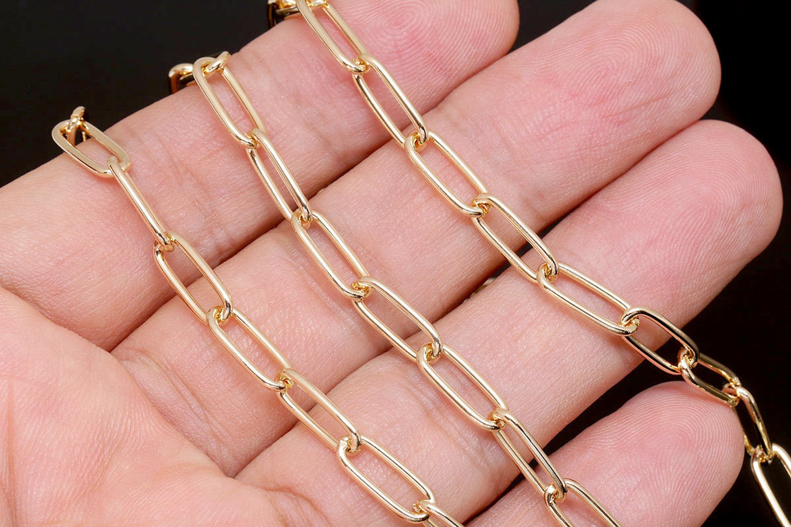 A510-20M-212 Chain-513mm Gold Plated Large Cable Chain-oval Link Chain ...