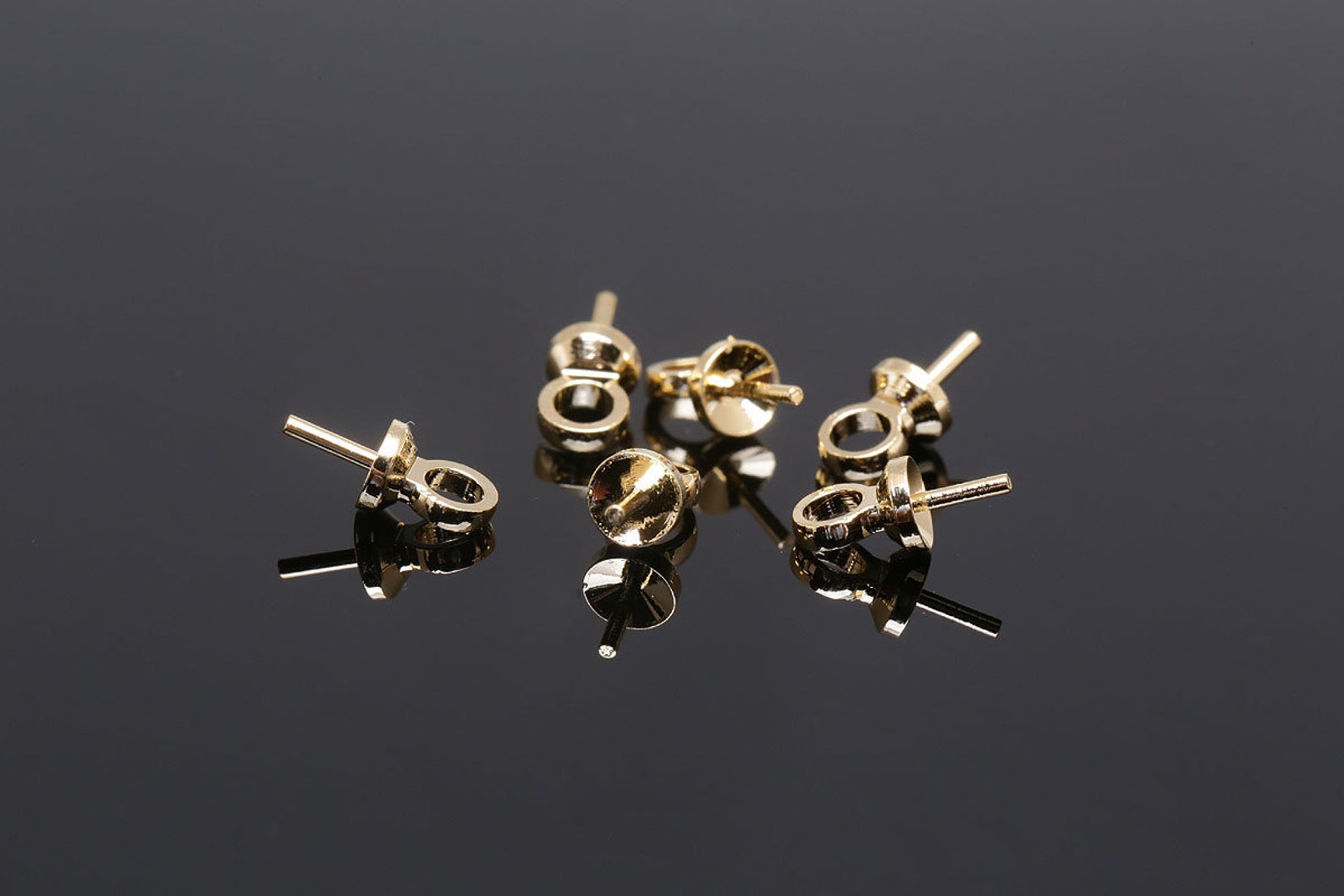 B428-100pcs Gold Plated-3mm Peg Bail Caps For Half Drilled | Etsy