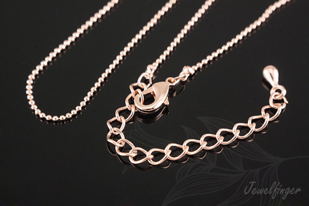 B697- 1ea/20ea/200ea- 1mm Cutting Ball Chain Necklace/ Pink Gold Plated ...