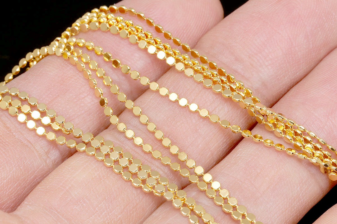 16K Real Gold Plated 1.5N D/C Chain, 1.5mm Dot Chain Necklace [F48-1PC ...