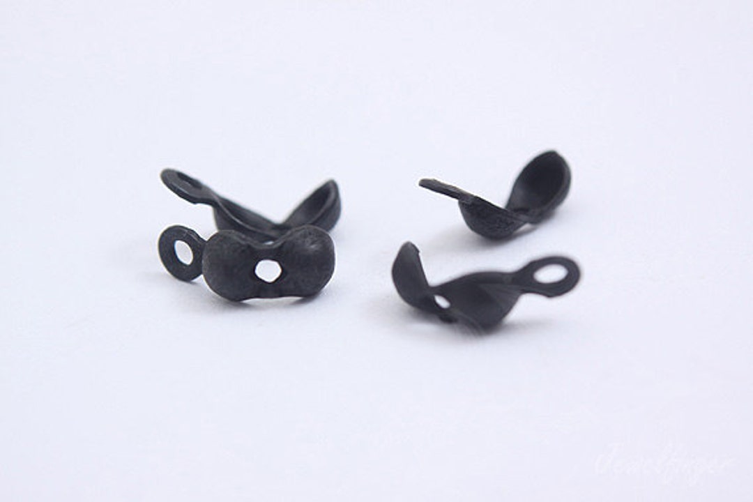 B075-60PCS/600PCS, Matt Black Plated 3mm End Tip Cover, Bead Tip Clam ...