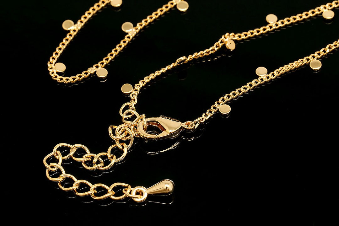 R091-20pcs-135sf 2D Gold Plated 2mm Dot Chain Necklace 43cmextender 5 Cm - Etsy