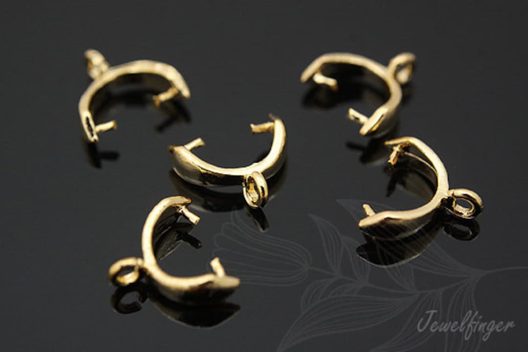 16K Real Gold Plated Roulette Pinch Bail, Pendant Clip, Pinch Clips ...