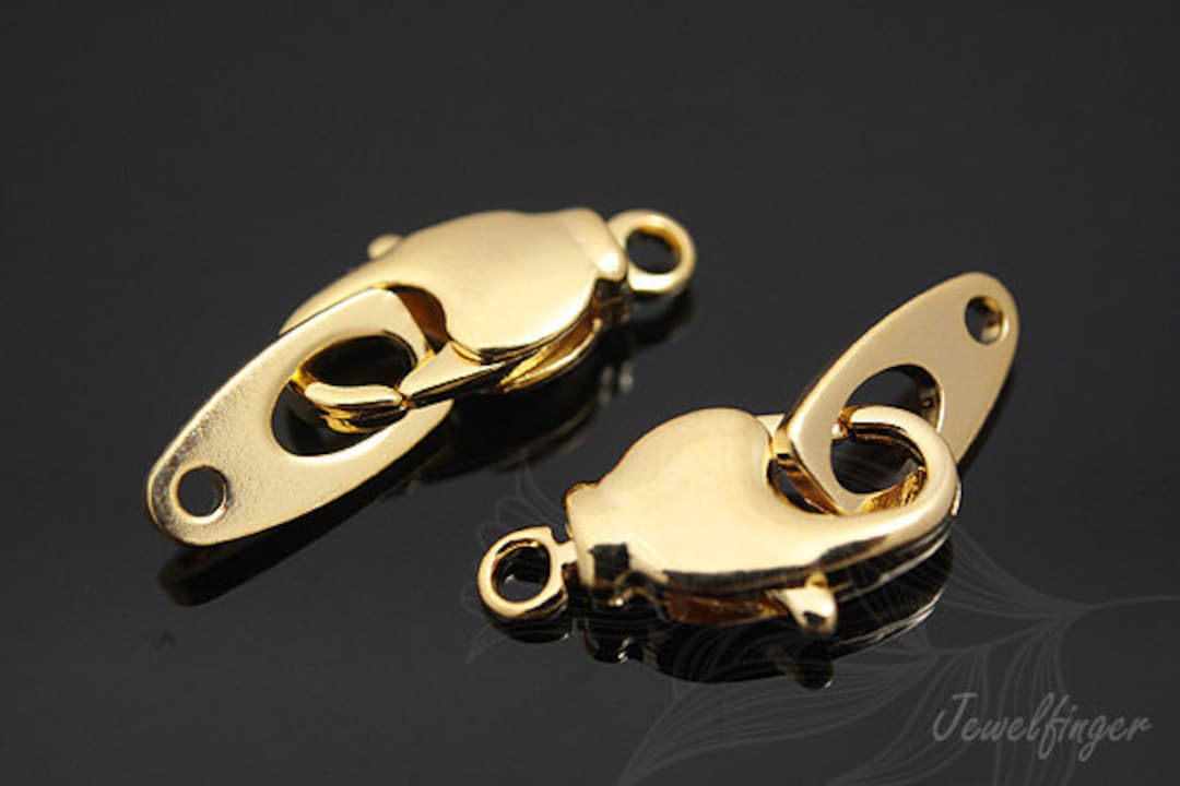 B597-4set/80set, 16K Real Gold Plated 14*6mm Robster Claw Clasp With A ...