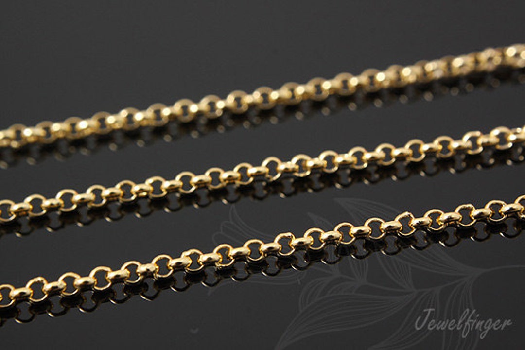 A057-1m/20m/200m, Gold Plated 1.6mm BL Chain, Layerd Necklace, Cable ...