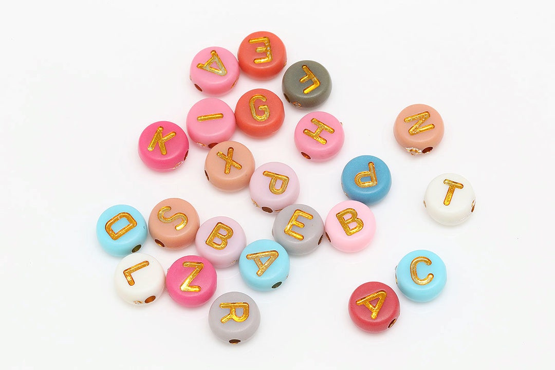 Jg002-100pcs-7mm Multi Colored Alphabet Letter Beads,mixed Color Random ...