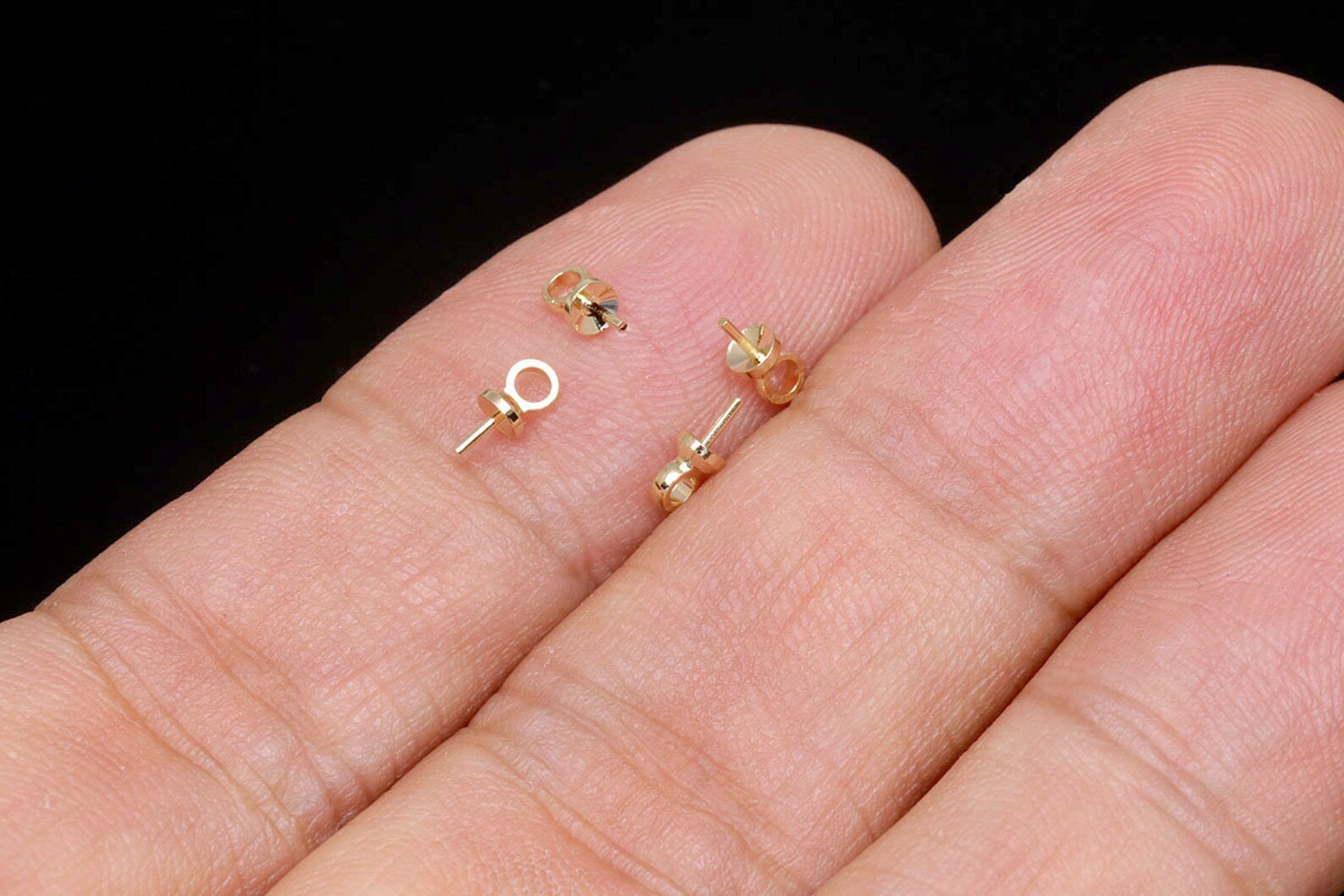 B428-100pcs Gold Plated-3mm Peg Bail Caps For Half Drilled | Etsy