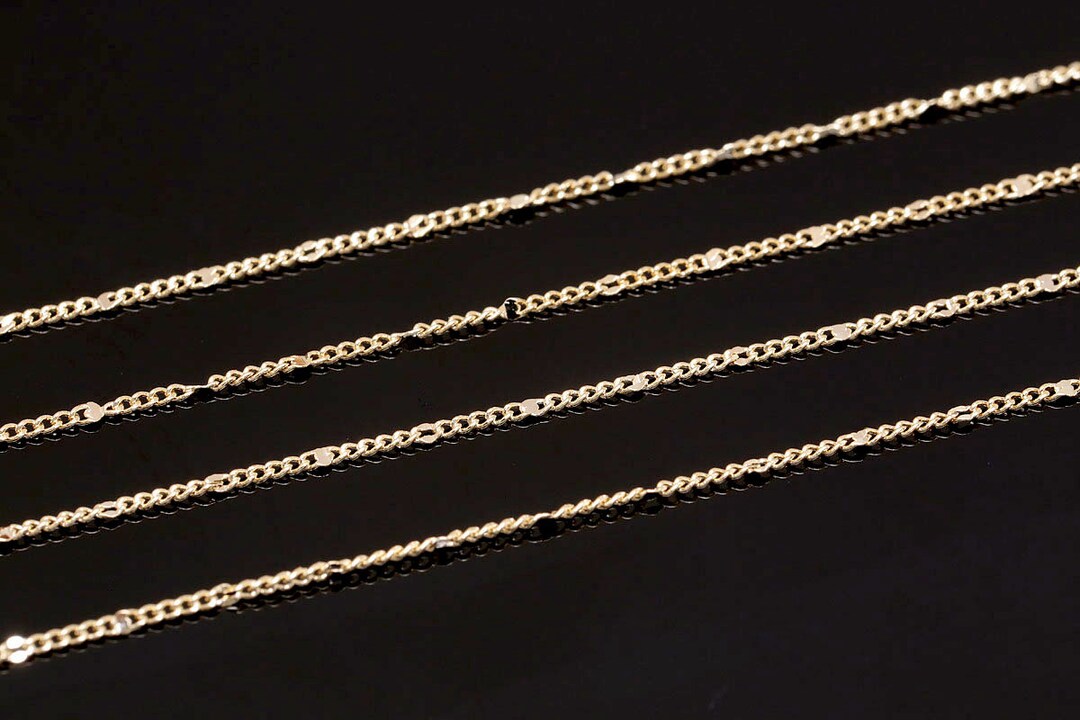 A508-1m/20m/200m, 16K Real Gold Plated 120 ET Chain, 1mm Hammered Dot ...