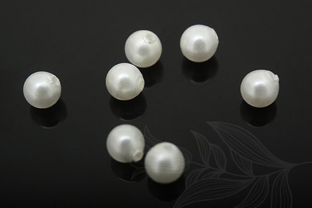 White 4mm Pearl, Half Drilled Pearl Coated on Shell Based [E674-2PCS ...
