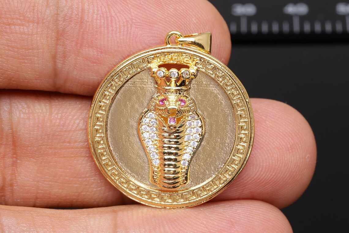 Bc293-10pcs-gold Plated-26mm Cubic Coin Pendant-cubic Cobra - Etsy