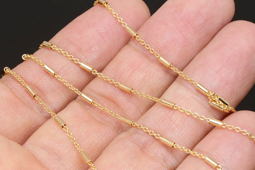 A157-1m/20m/200m 235S-P1 Chain Gold Plated-3.81.6mm Tube Link Chain ...