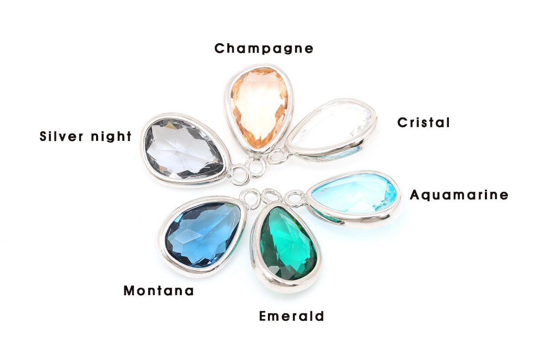 S938-2ea/20ea-rhodium Plated-8.5*13.5mm Color Glass Charms, Drop Framed ...