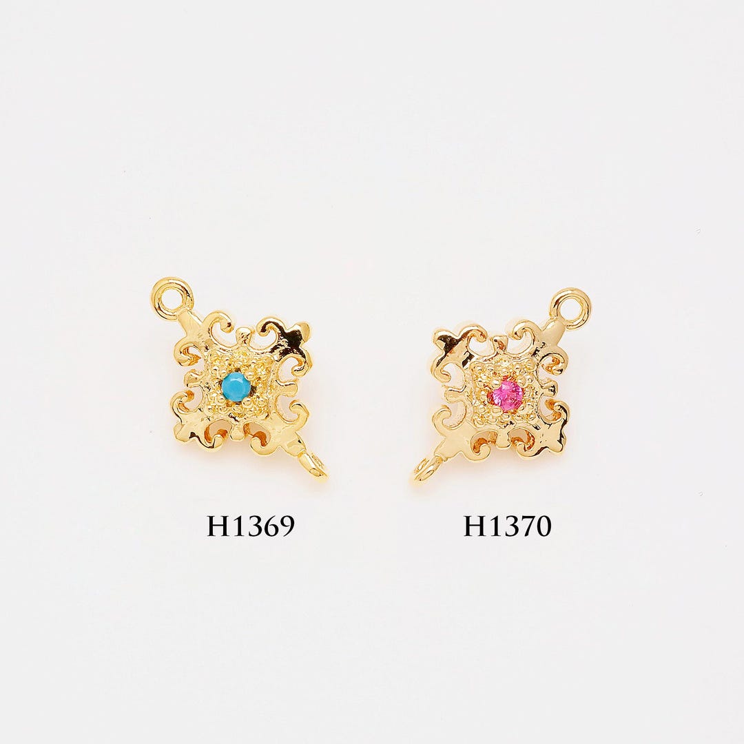 H1369,h1370-2ea/20ea, Gold Plated 9*13.5mm Double Sided Cubic Rhombus ...