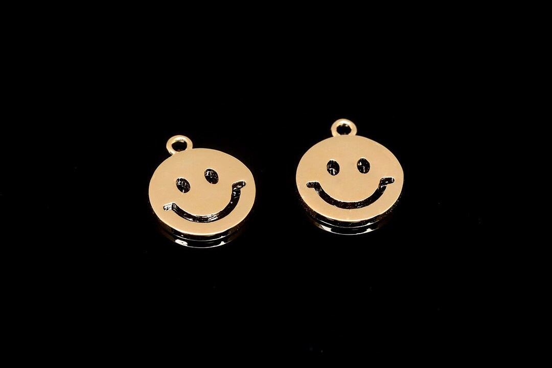 H1298-2ea/20ea, Gold Plated 8mm Smile Charm, Tiny Smile Pendant ...