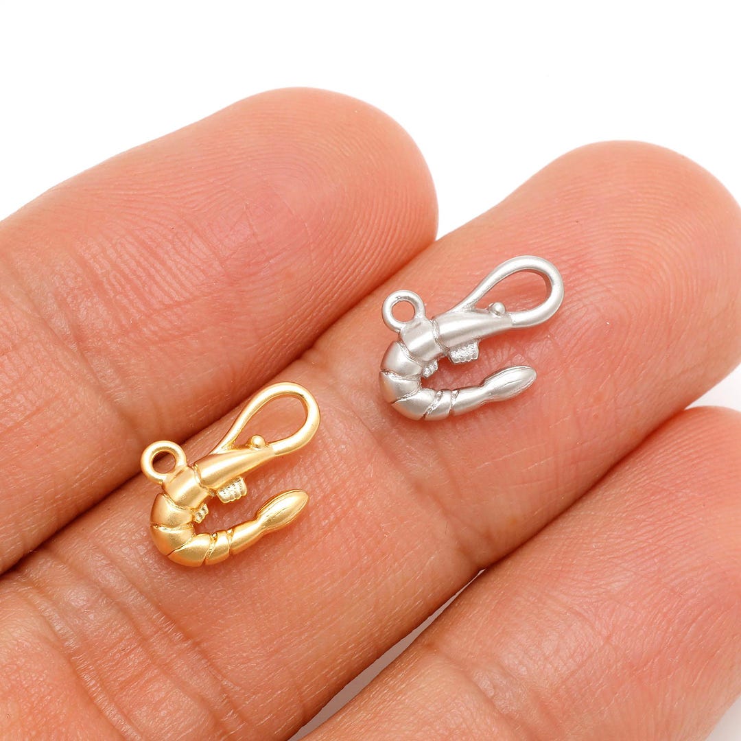 Tiny Shrimp Charms, Animal Pendant, Necklace Earrings Making Supply ...