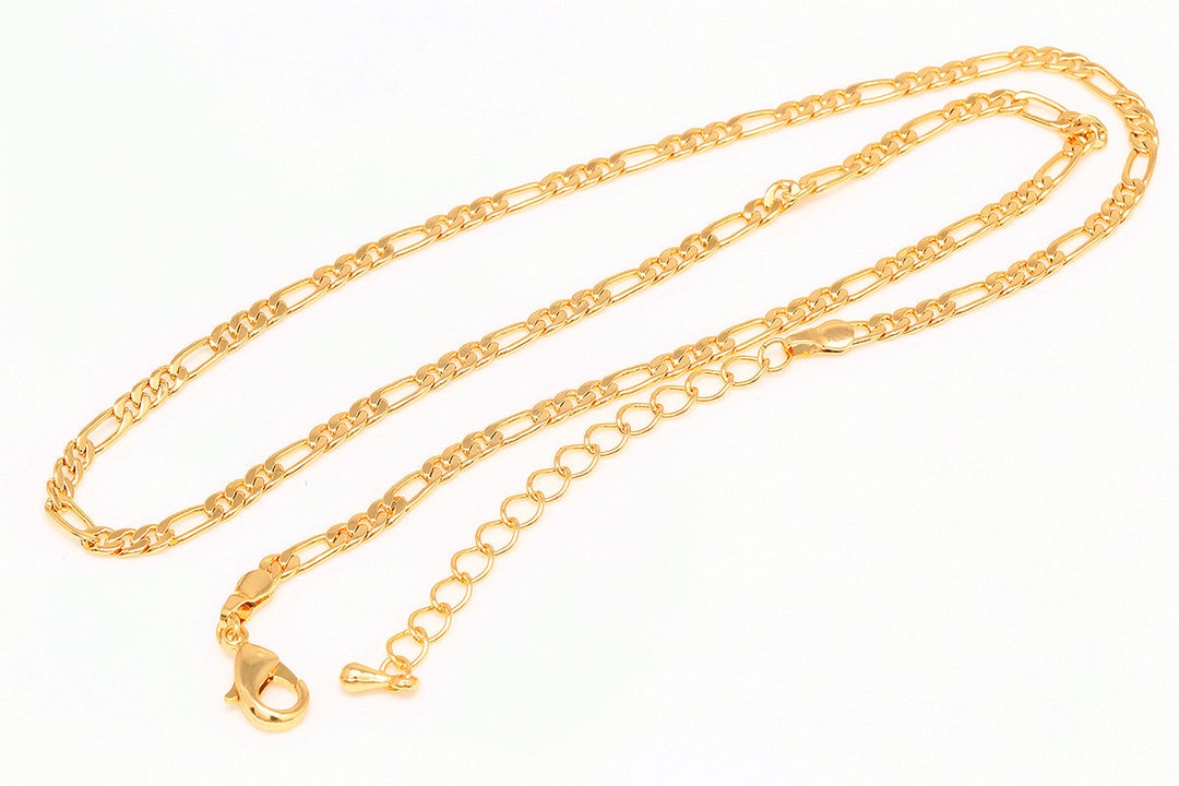 16K Real Gold Plated FG 180 SCR Chain Necklace, Figaro Chain, Nickel ...