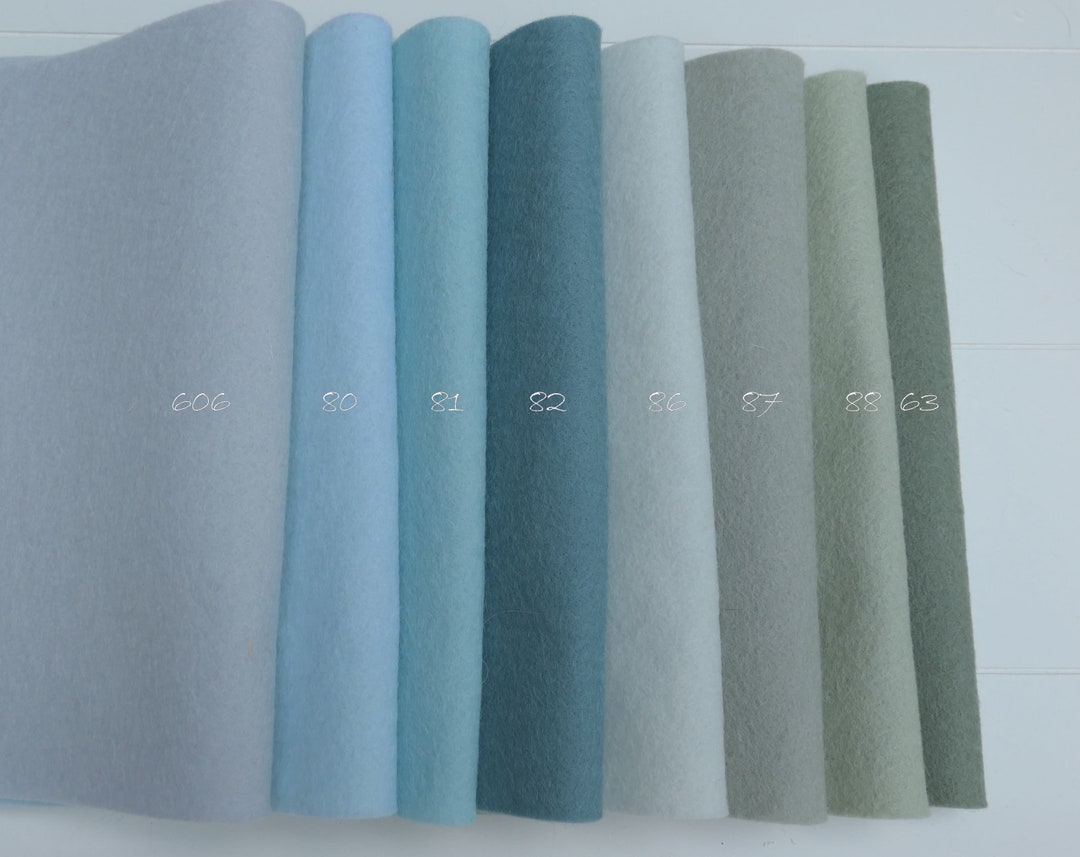 Soft Blue and Green - Set of 8 Sheets of Wool Felt - 20 X 30 Cm - Etsy