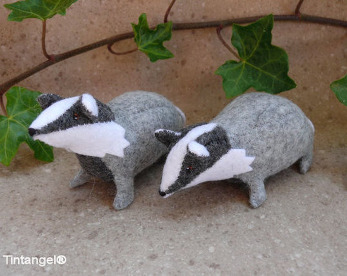 Young Badgers, Two Little Badgers, Made of Wool Felt. DIY Kit - Etsy