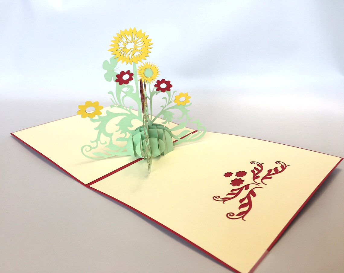 Flowers Pop-up Card - Etsy
