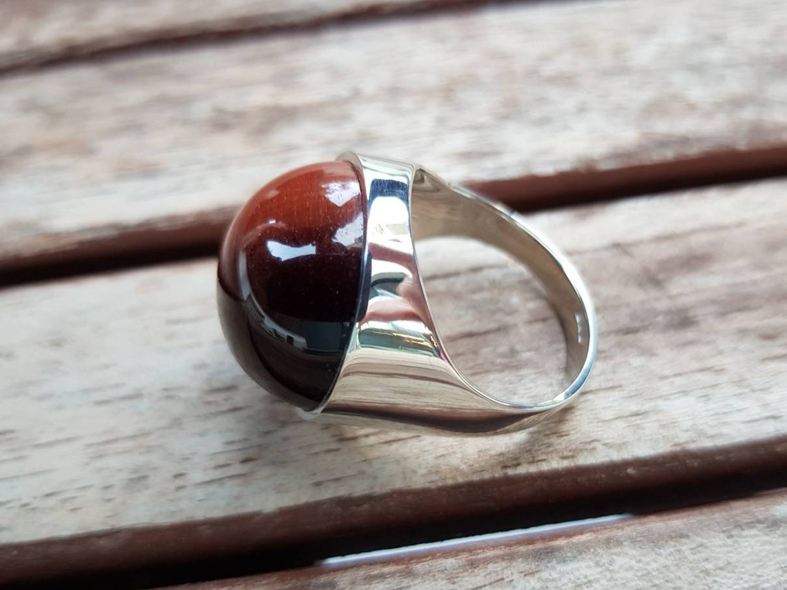 Cat Eye Ring Sterling Silver Ring 20 Mm Cabochon Ring Round | Etsy