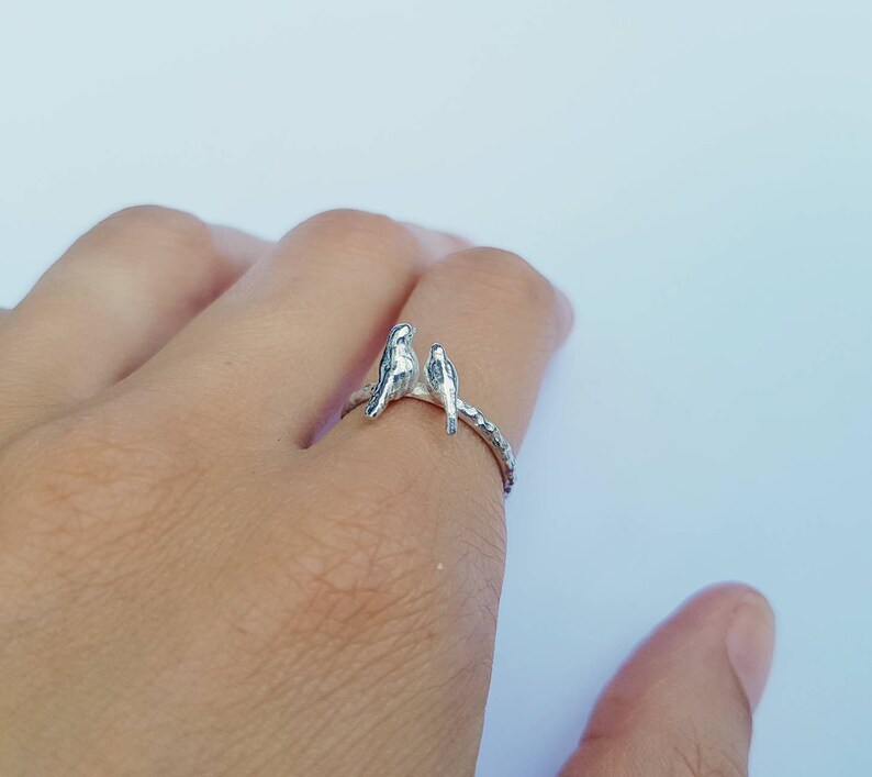 Two Birds Ring Sterling Silver Ring Dainty Thin Ring - Etsy