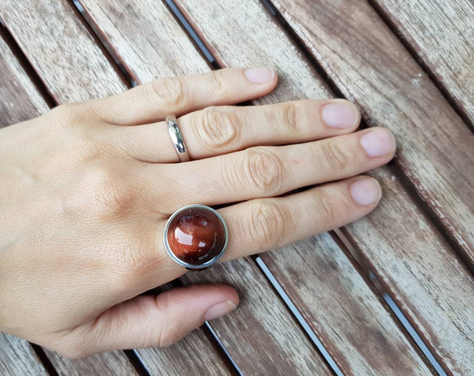 Cat Eye Ring Sterling Silver Ring 20 Mm Cabochon Ring Round | Etsy