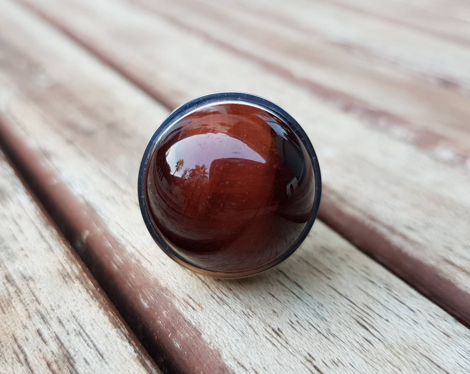 Cat Eye Ring Sterling Silver Ring 20 Mm Cabochon Ring Round | Etsy