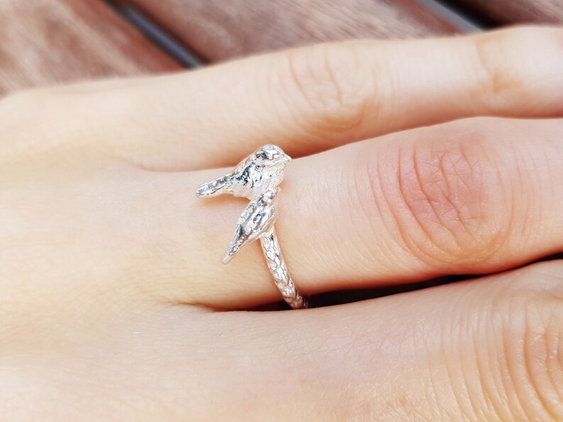 Two Birds Ring Sterling Silver Ring Dainty Thin Ring | Etsy