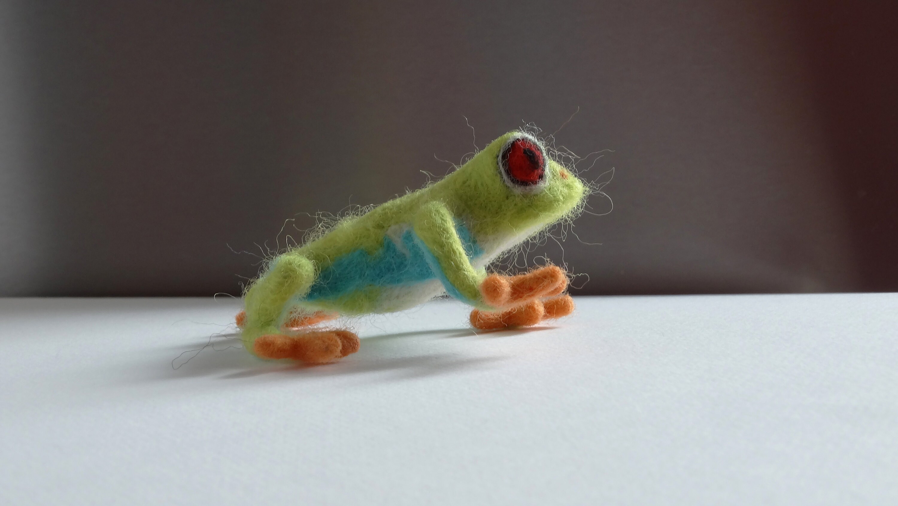 Felted Frog,felted Animal Miniature, Red Eyed Tree Frog,felted Figure ...